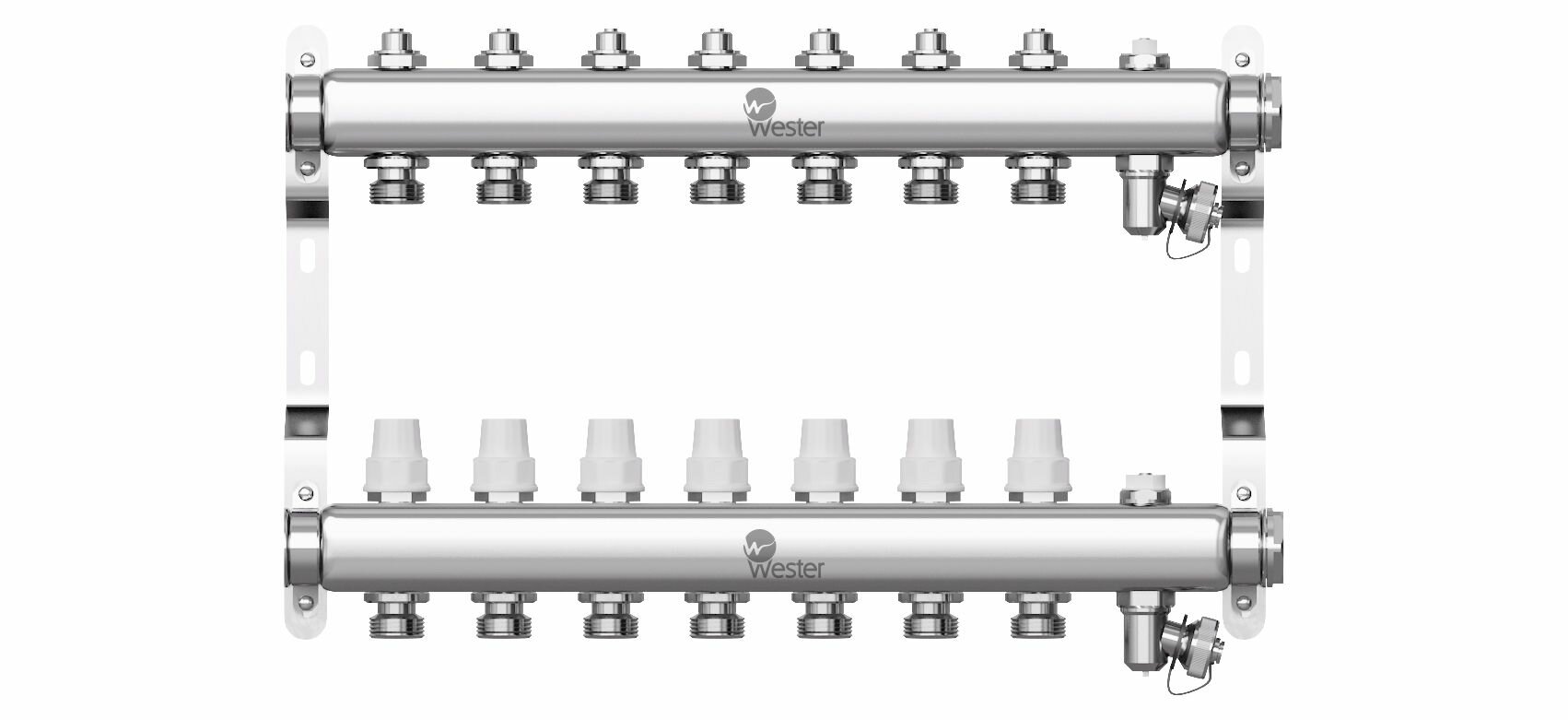 Коллектор 1" из нерж. стали на 7 выходов 3/4"ЕК без расходомеров, группа в сборе, Wester MUVS7134 0-32-1610