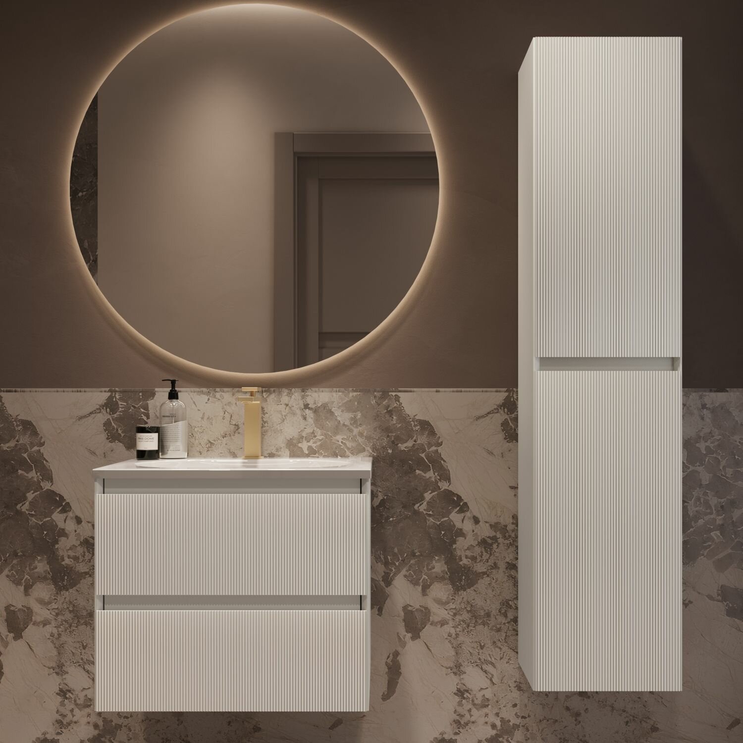 Тумба с раковиной Vincea Велле (Welle) 600 Белый матовый, белый