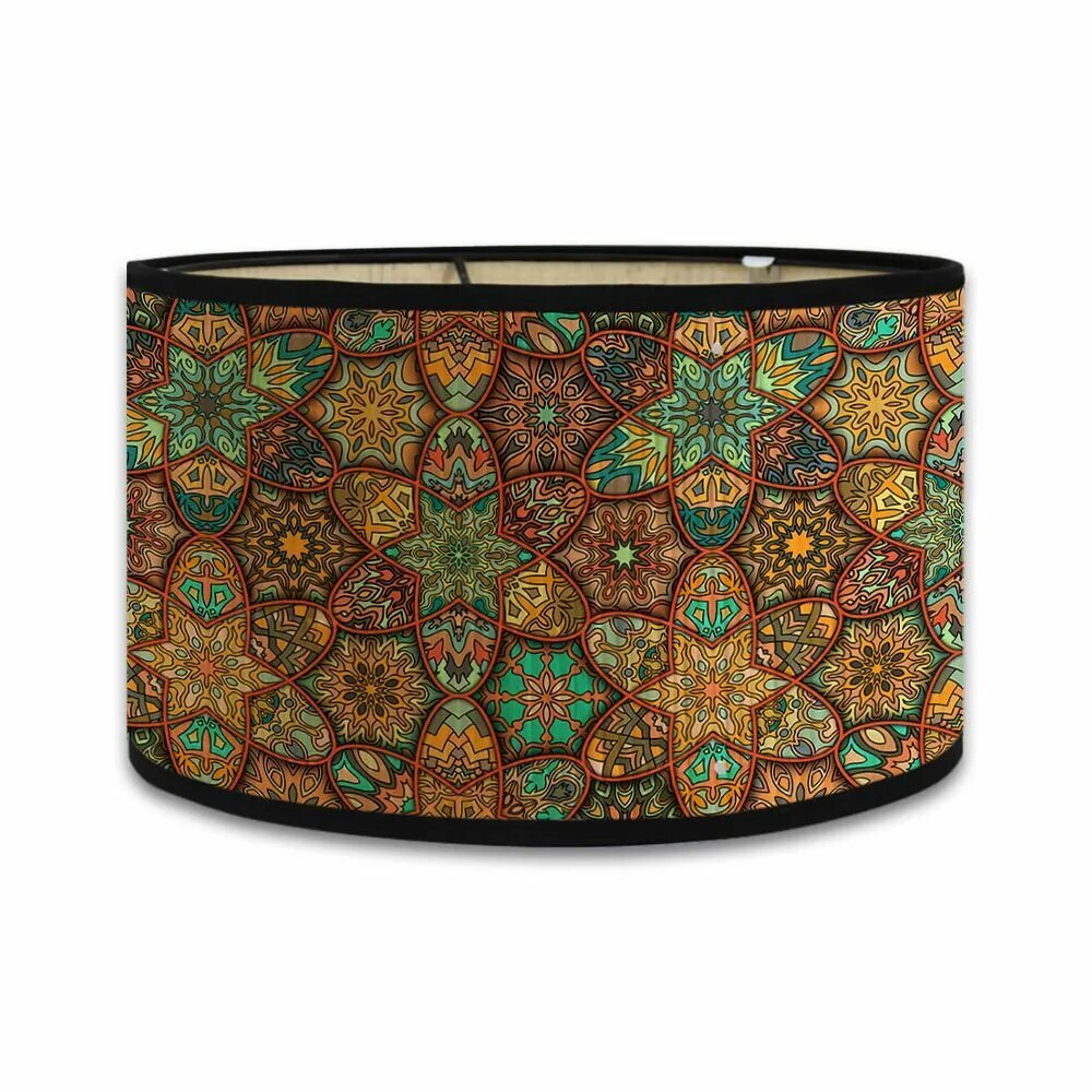 Абажур круглый металлический для потолочного светильника с узором в этническом стиле 300мм