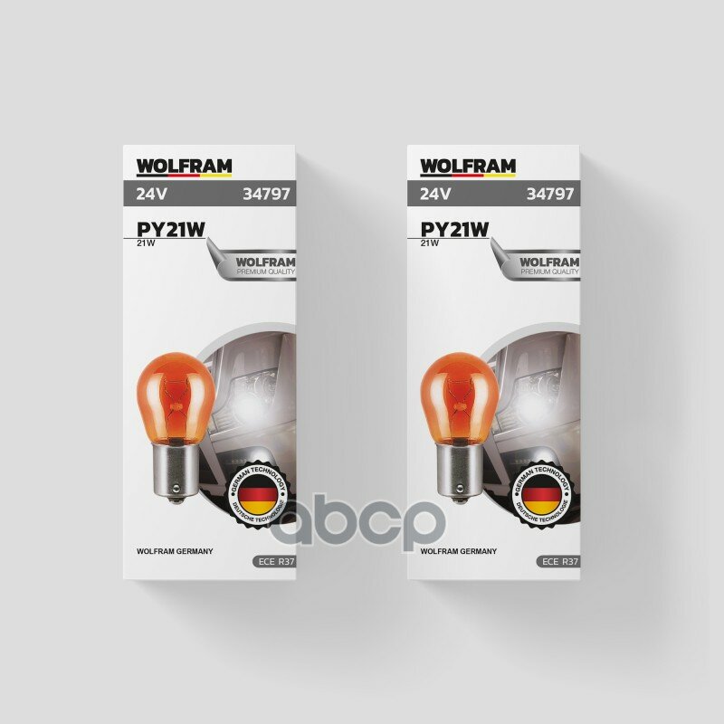 Лампа 24V PY21W 21W BAU15s WOLFRAM 1 шт. картон 34797 WOLFRAM арт. 34797