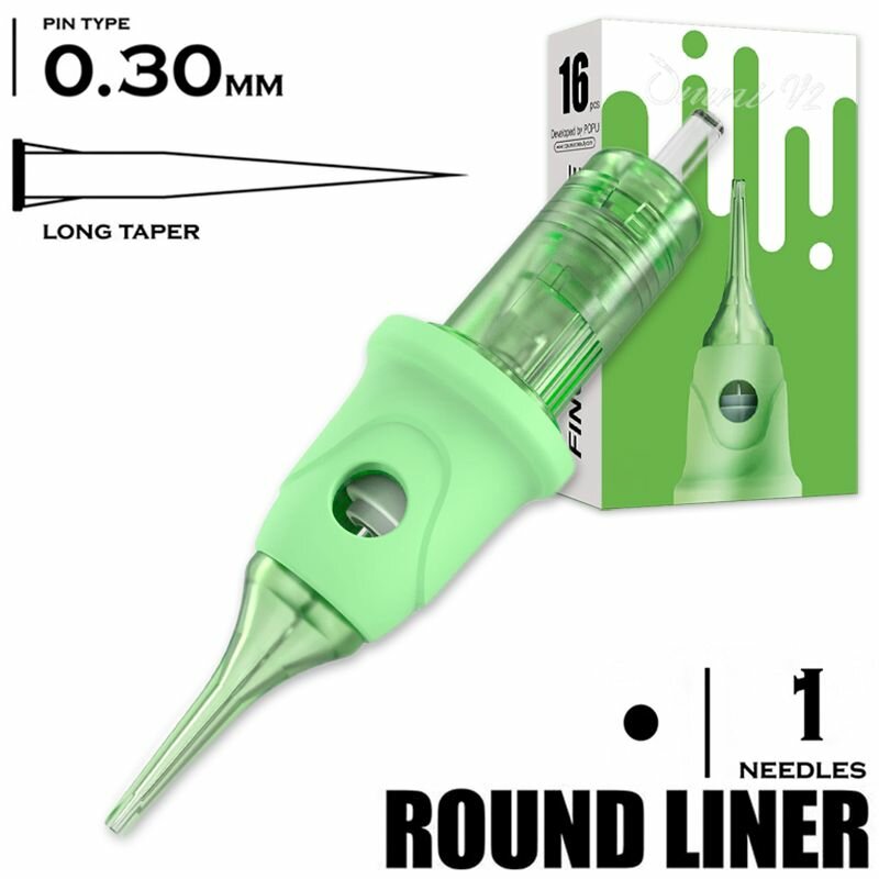 Картриджи для тату и перманентного макияжа EZ Popu OMNI V2 - 1 RLLT / 0.30 Round Liner, 16шт