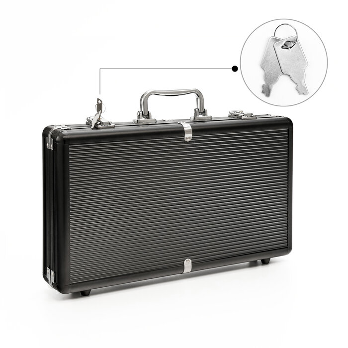 Металлический кейс, 38×21×6.5 см, черный
