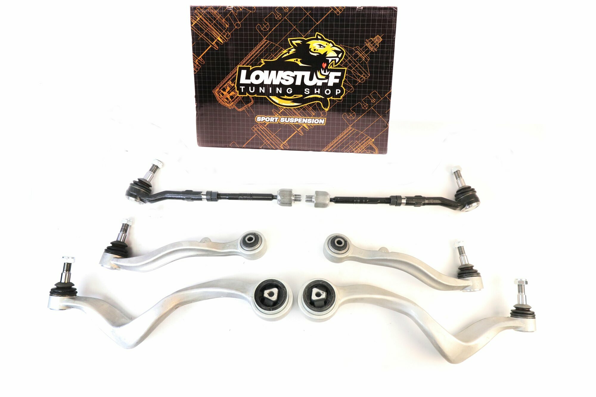 Комплект рычагов передней подвески BMW E65 E66 6шт с рулевыми тягами и наконечниками без стоек стабилизатора LOWSTUF 53BM0030-6