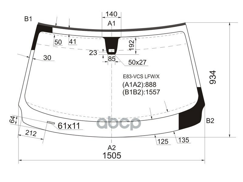 Стекло лобовое (Датчик дождя/ Молдинг) BMW X3 03-10 XYG арт. E83-VCS LFW/X