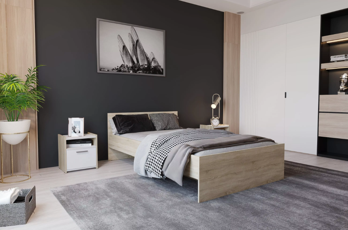 Спальня Сильва Симпл комплектация 1 Белый фасадный, дуб сонома