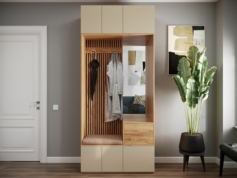 Прихожая в коридор "Дуглас 4" 105х240х50 Дуб крафт золотой / Бромелия