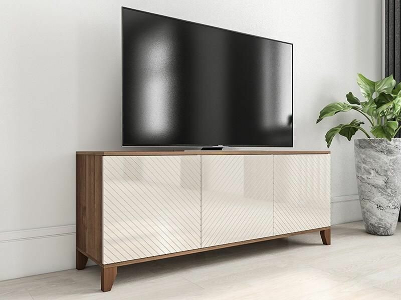 Комод для вещей "Сканди 13" 150х60х40, орех гварнери / ваниль глянец