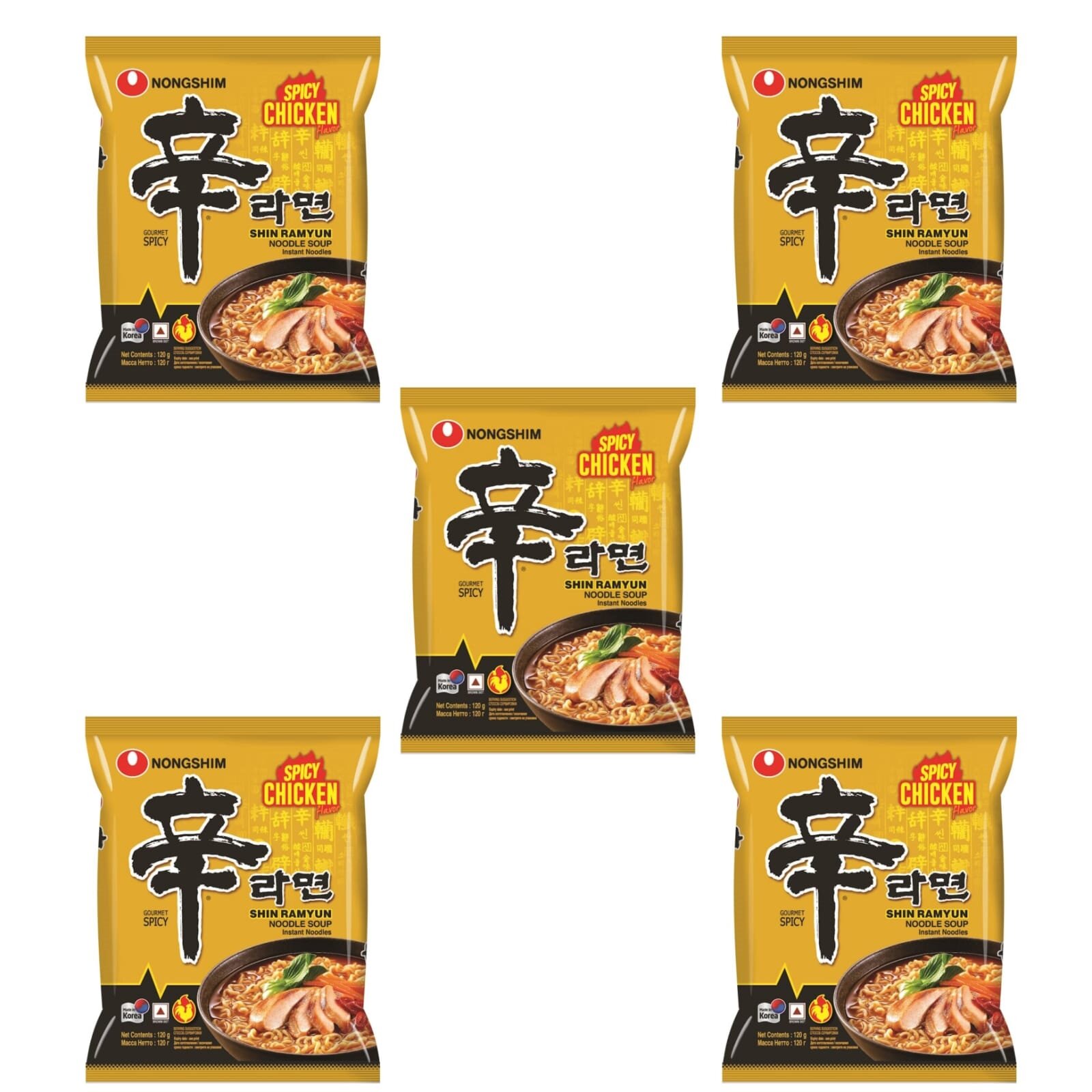 Лапша Острая курица Nongshim Shin Ramyun 120 г 5 шт