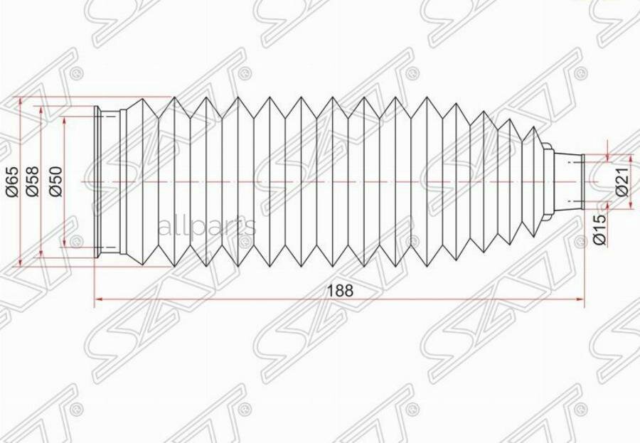 SAT ST-45535-48010 Пыльник рулевой рейки TOYOTA KLUGER 00- LH=RH