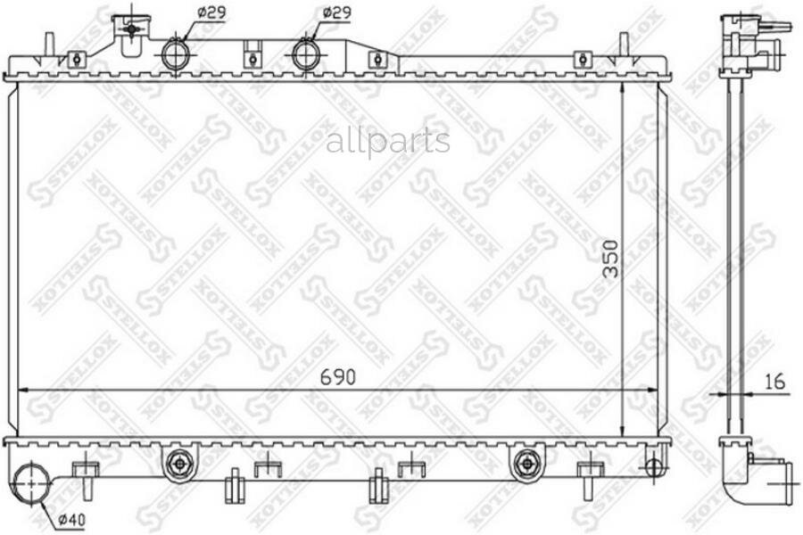 STELLOX 1026245SX радиатор системы охлаждения! АКПП\ Subaru Legacy IV/Outback 3.0i 24V 03-09