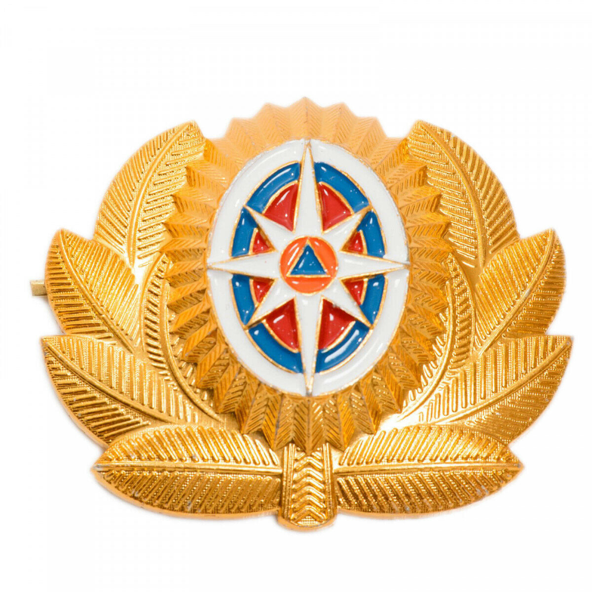 Кокарда МЧС овал триколор в венке