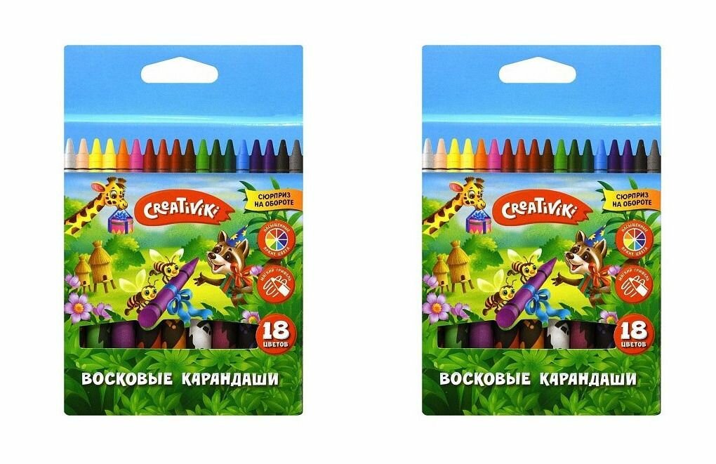 Creativiki Набор восковых мелков, круглые, 18 цветов, 2 уп