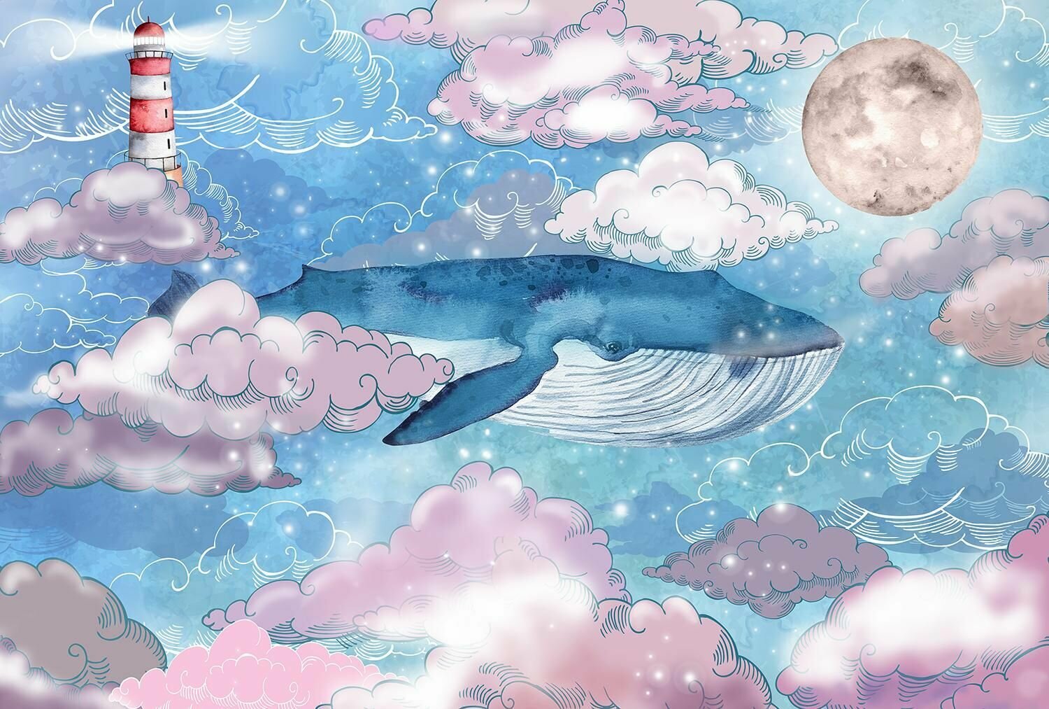 Фотообои/F коллекцияF-237 Акварельный кит 400х270-1Divino