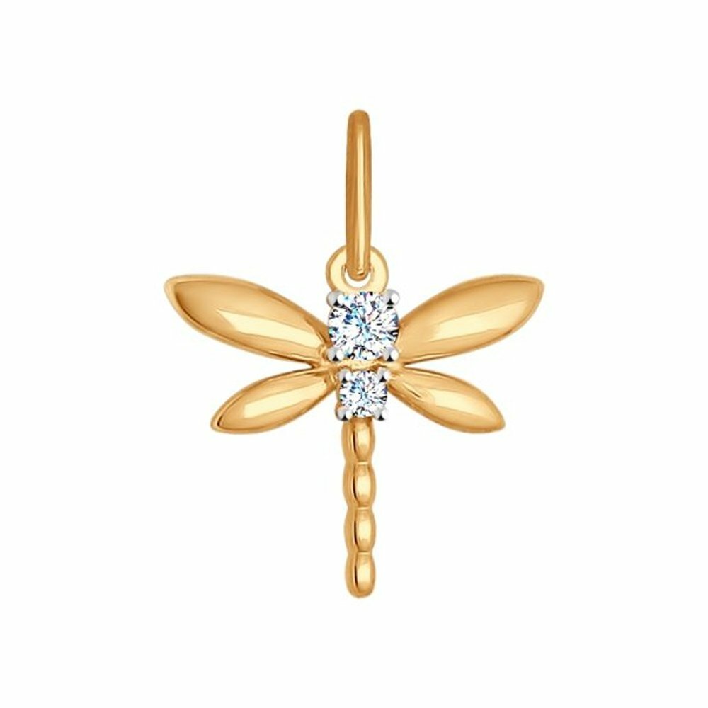 Подвеска, красное золото, 585 проба, фианит