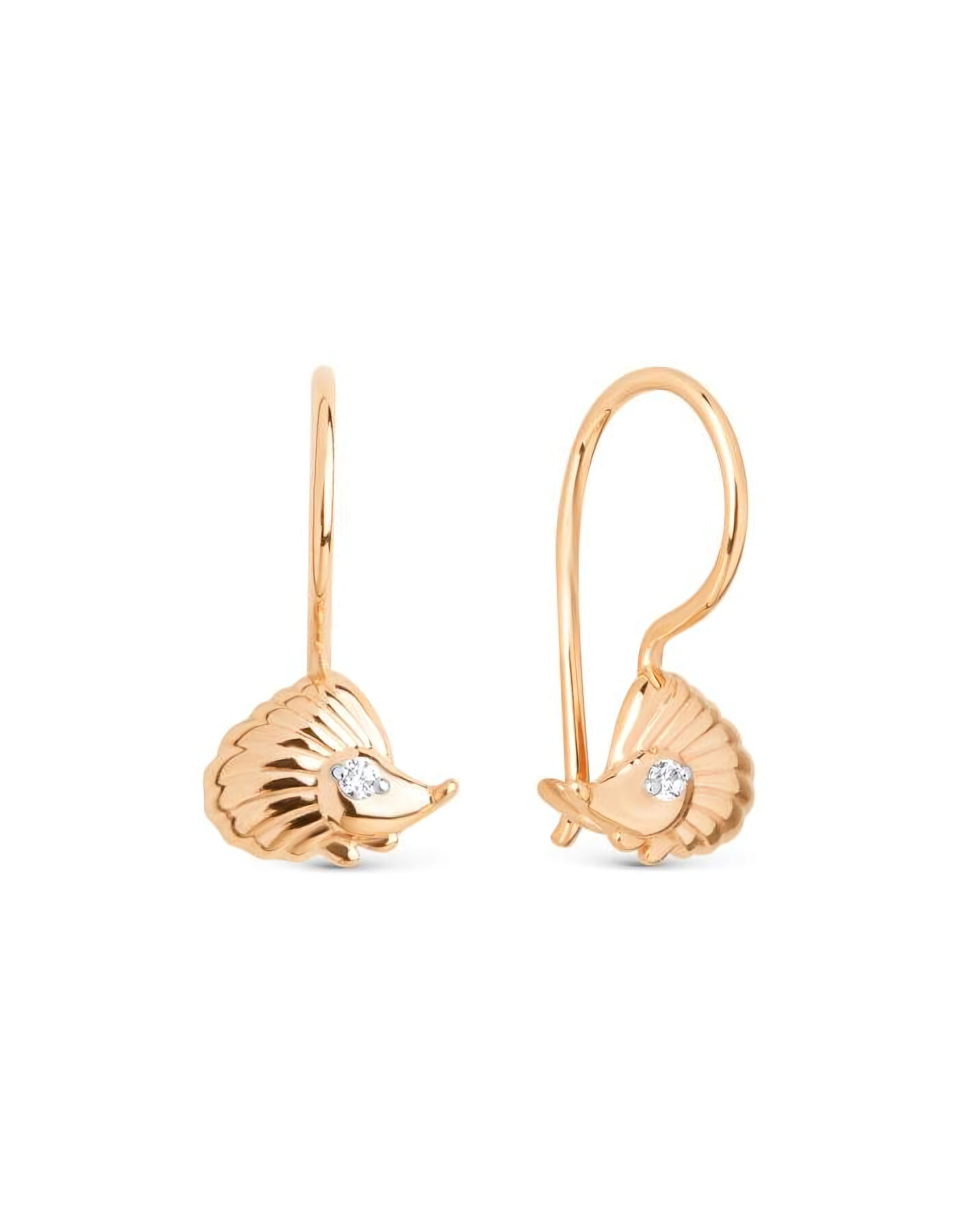 Серьги, красное золото, 375 проба, фианит