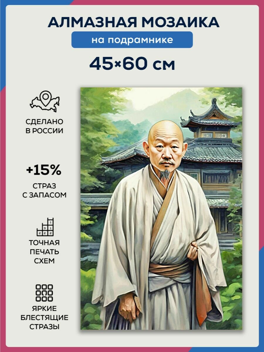 Алмазная мозаика 45x60 Китайский философ на подрамнике