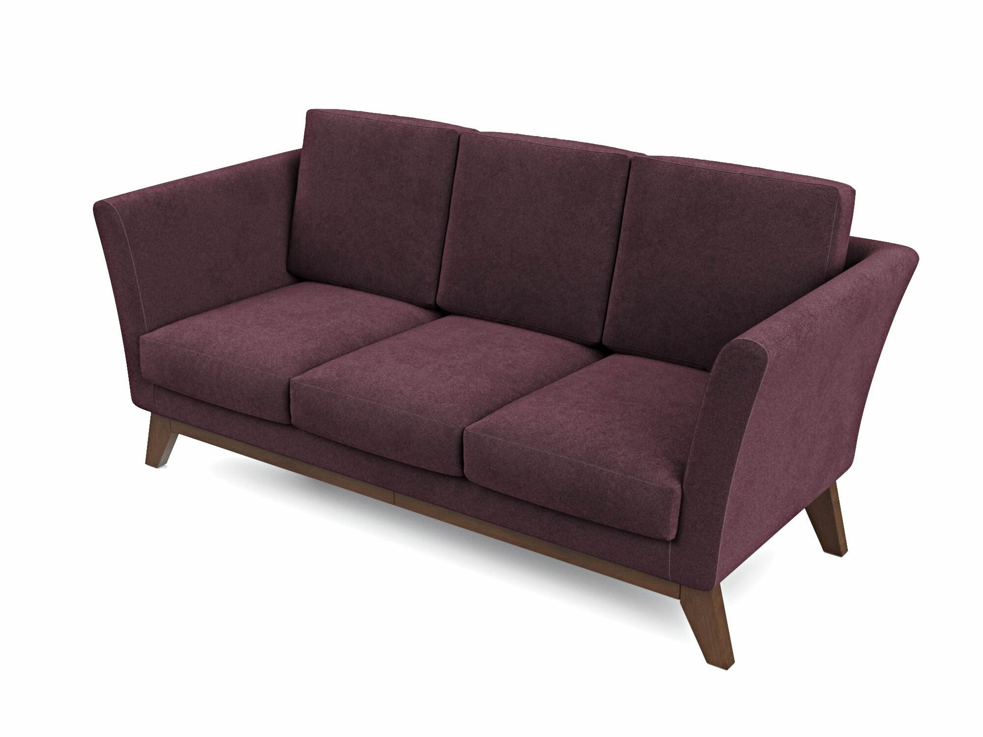 Диван прямой Arsko Див-Б, красный-орех, велюр, массив дерева, офисный, для кафе и бара, на ножках, скандинавский лофт