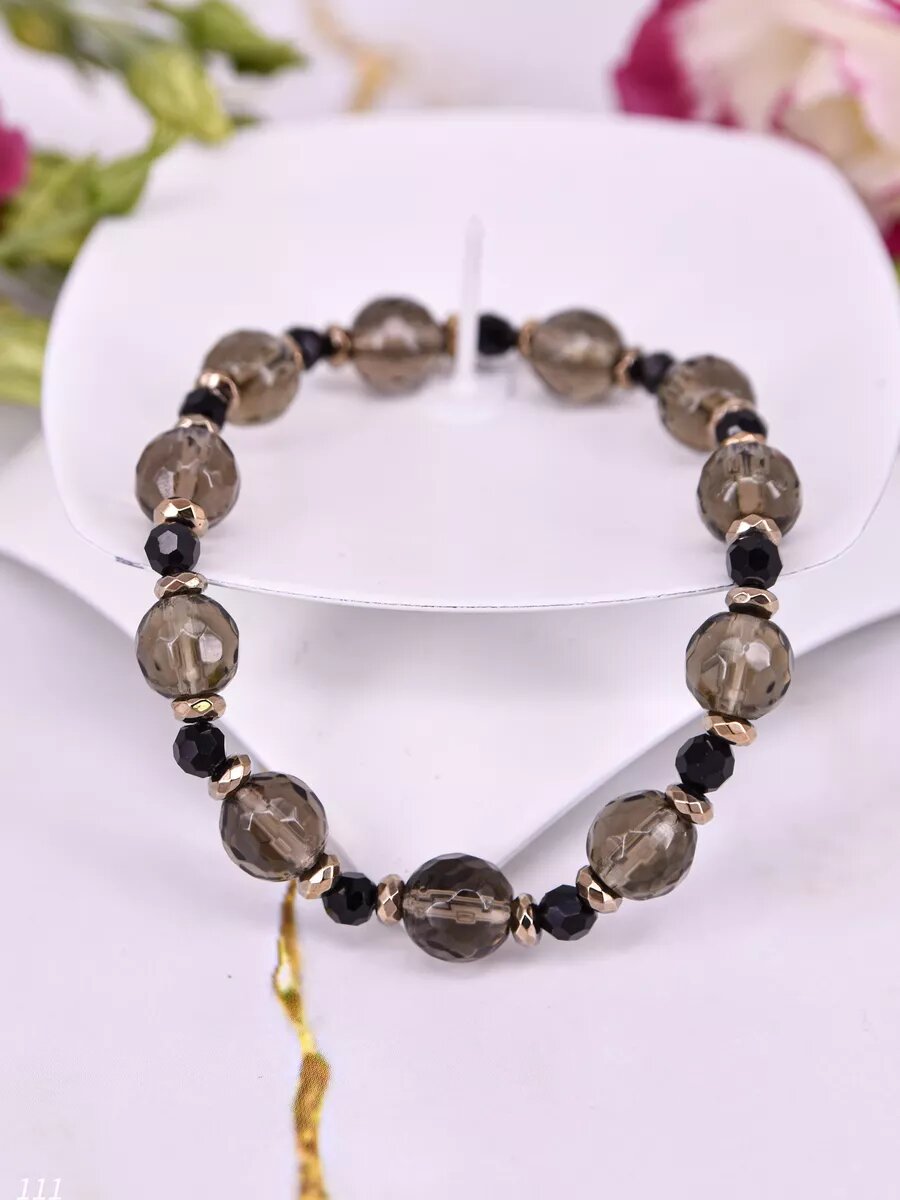 Браслет, раухтопаз, гематит