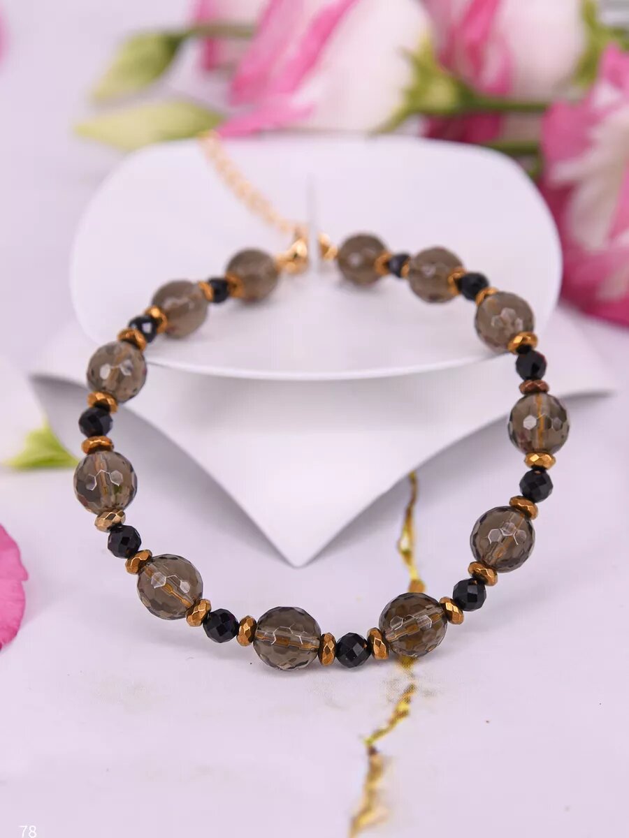 Браслет Роскошь ЗОЛОТА, раухтопаз, гематит