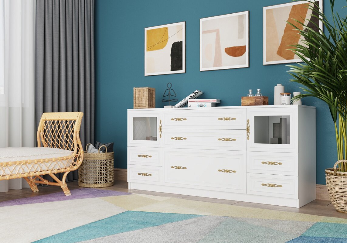 Комод МебельЛэнд24 Карлос - 055 Белый 160x45x75