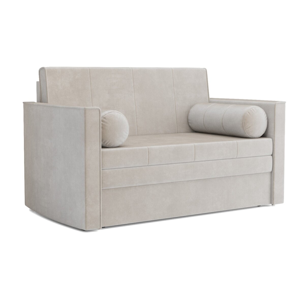 Диван Сток Диванов Dandy Cream светло-бежевый, механизм выкатной, с ящиком для хранения, бархат антикоготь