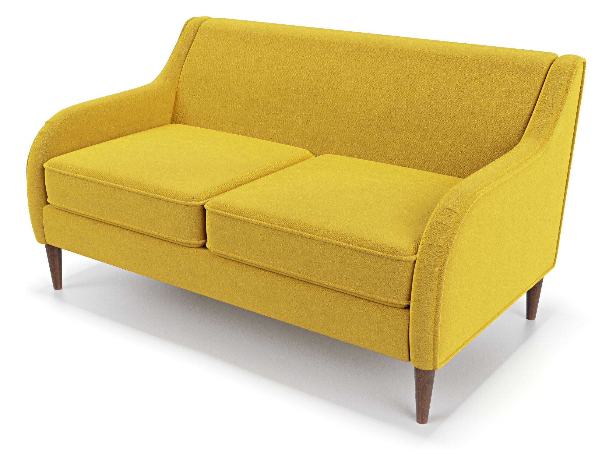 Дизайнерский прямой диван Soft Element Вектор Yellow, двухместный, велюр, желтый, в гостиную, офис, на дачу, на кухню