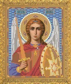 Схема для частичной вышивки бисером с нанесенным рисунком (19*24см.) Бис 754 "Архангел Михаил