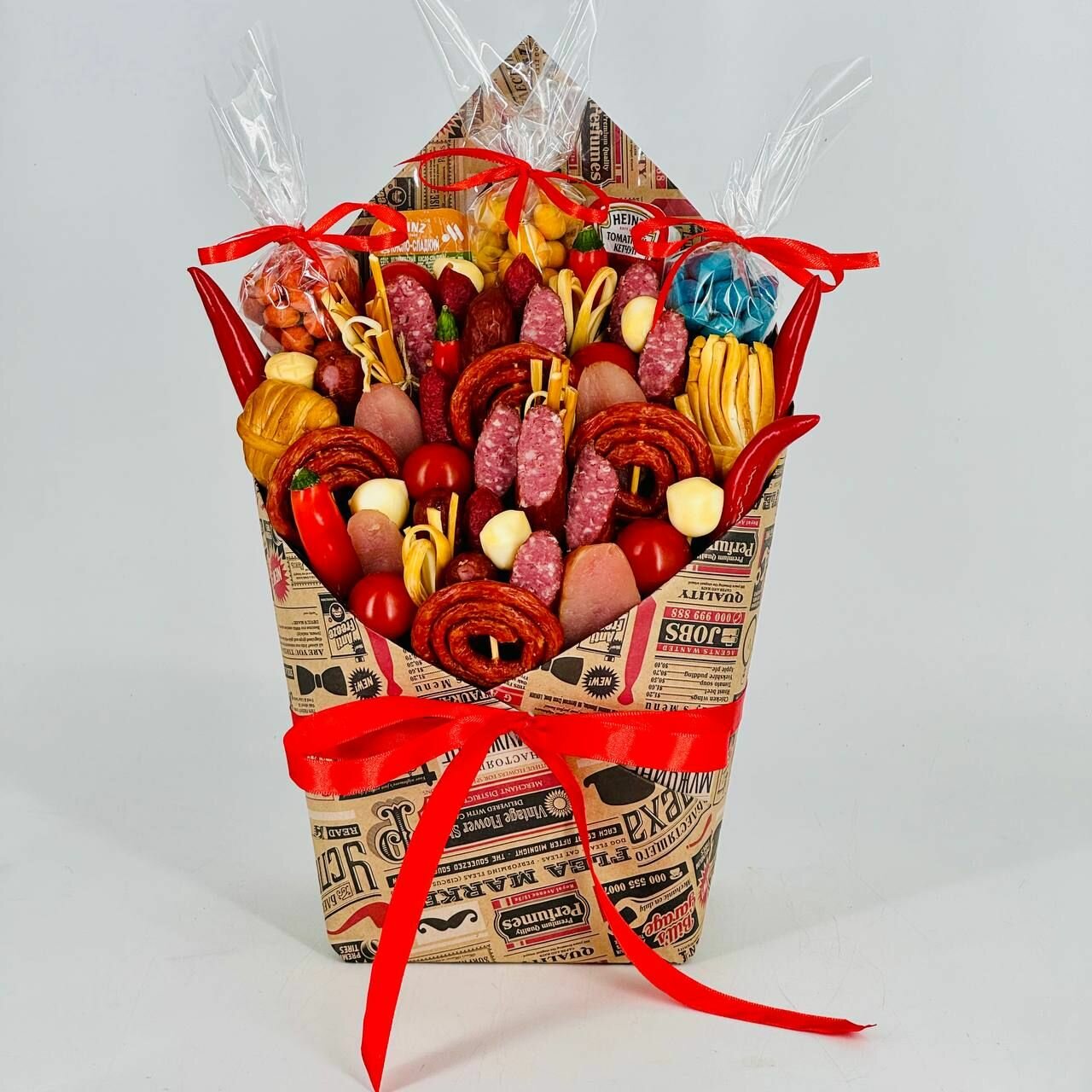 Снеки , Букет из колбасы и сыра , Подарок мужчине