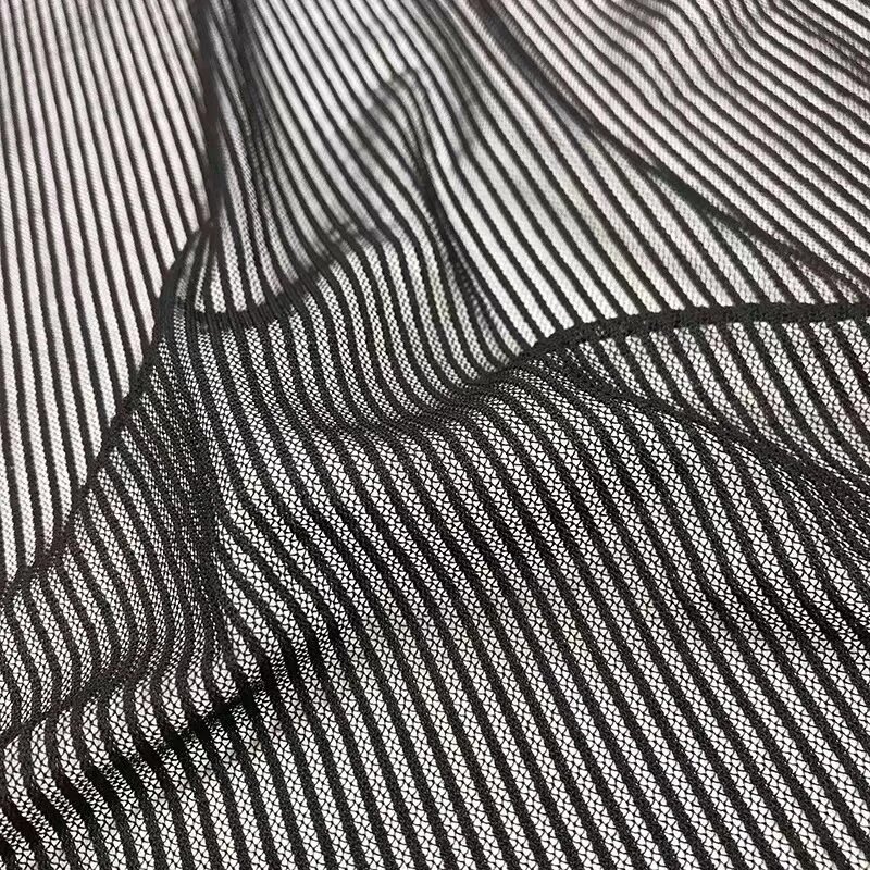 Спандекс/полиэстер сетчатая ткань чёрная 150 см Серый, Black