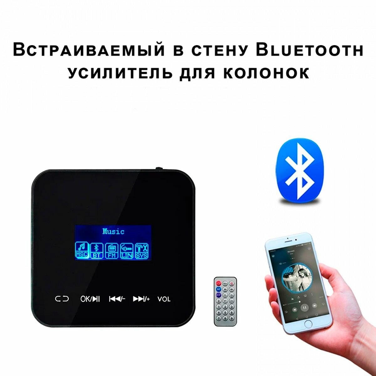 Встраиваемый усилитель для фоновой музыки, в комнату, в ванну, в офис