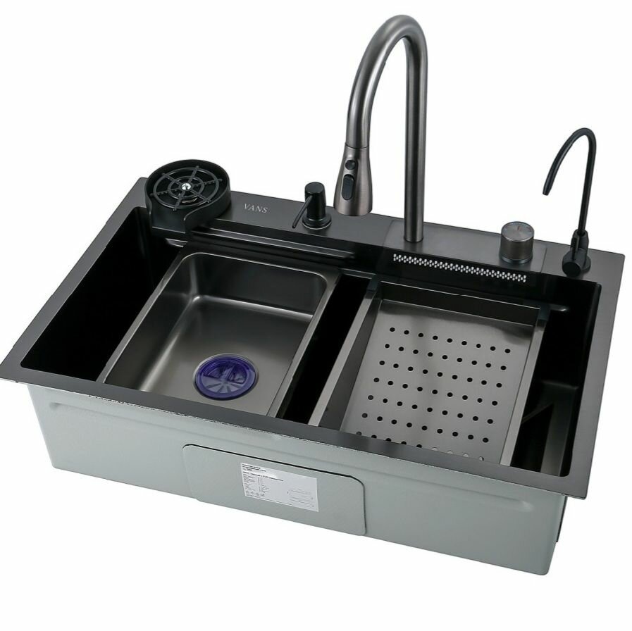 Многофункциональная мойка "VANS" 750*460*200 мм Black DECOR