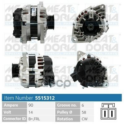 Генератор 14V 90A Hyundai i20 I, i30 (FD), Kia Ceed (JD), Venga (YN) MEAT & DORIA арт. 5515312