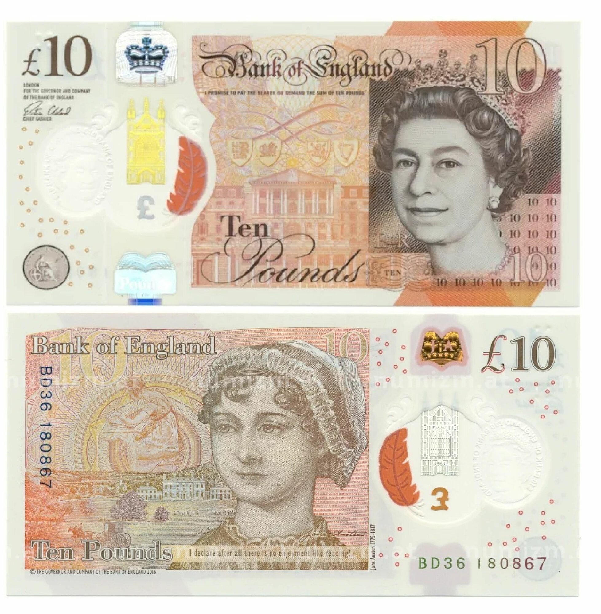 Банкнота Великобритания 10 фунтов TEN POUNDS 2016 (2017) год Uncirculated (UNC) Pick 395