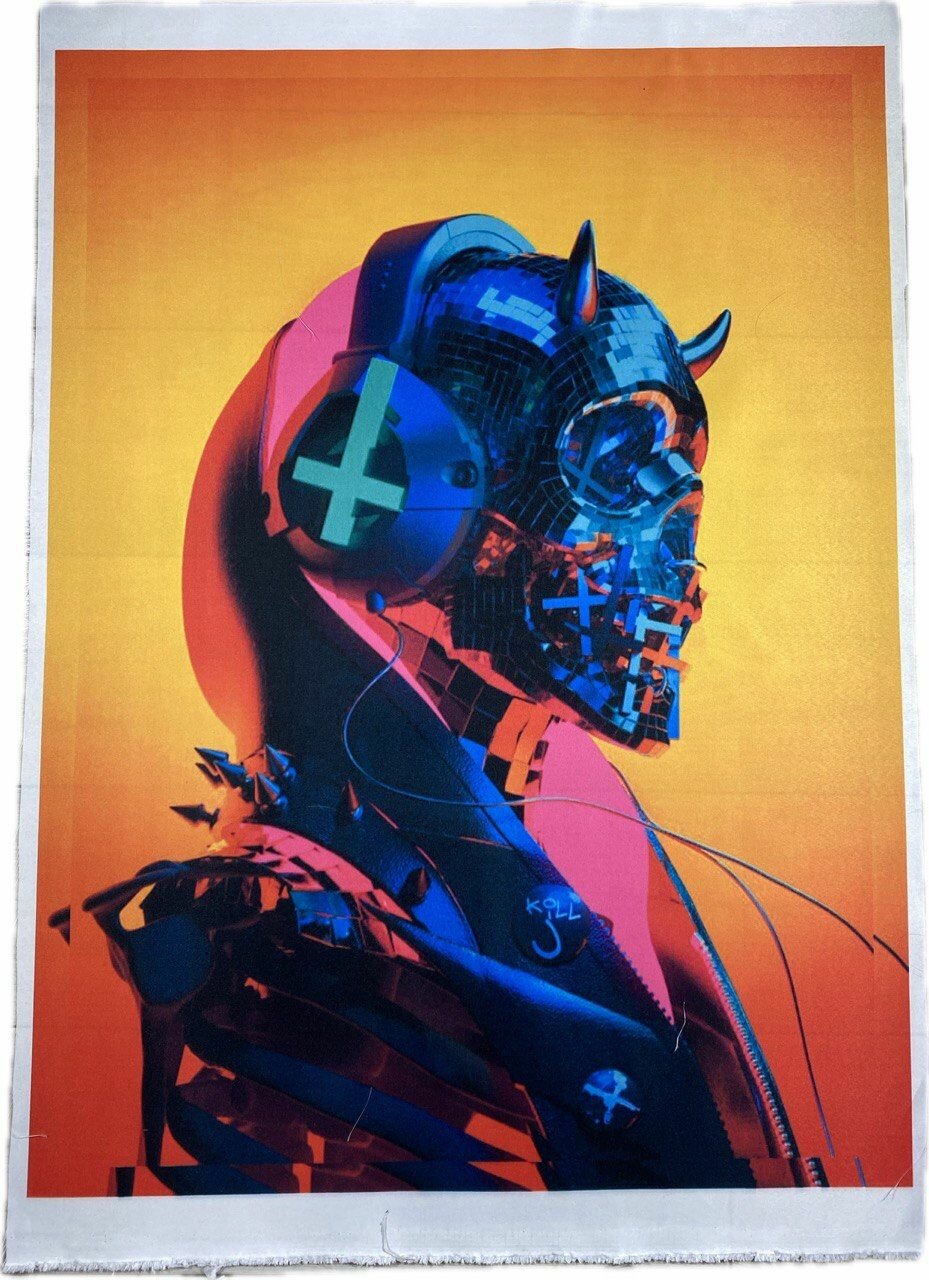 Картина на холсте Аватар в стиле киберпанк 71 x 52 см