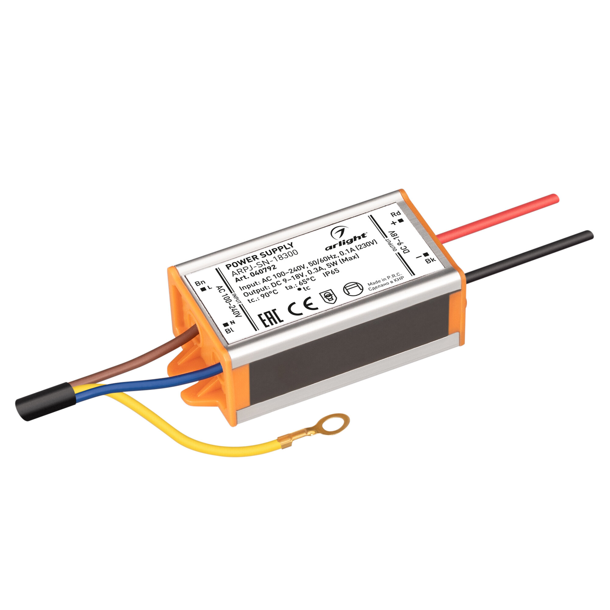 Источник тока Arlight Блок питания ARPJ-SN-18300 (5W, 9-18V, 300mA) (Arlight, IP65 Металл, 3 года)