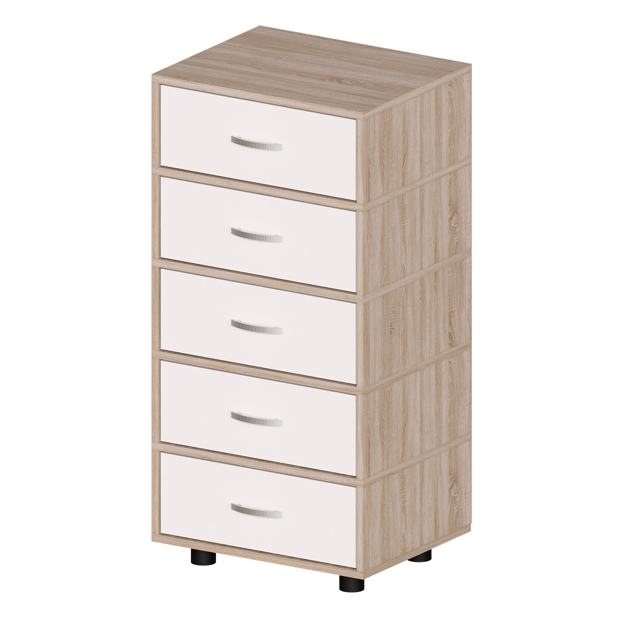 Комод СитиМебель-7 Ширина 60 см, Глубина 30 см, Высота 103 см, цвет: каркас дуб сонома, фасад белый