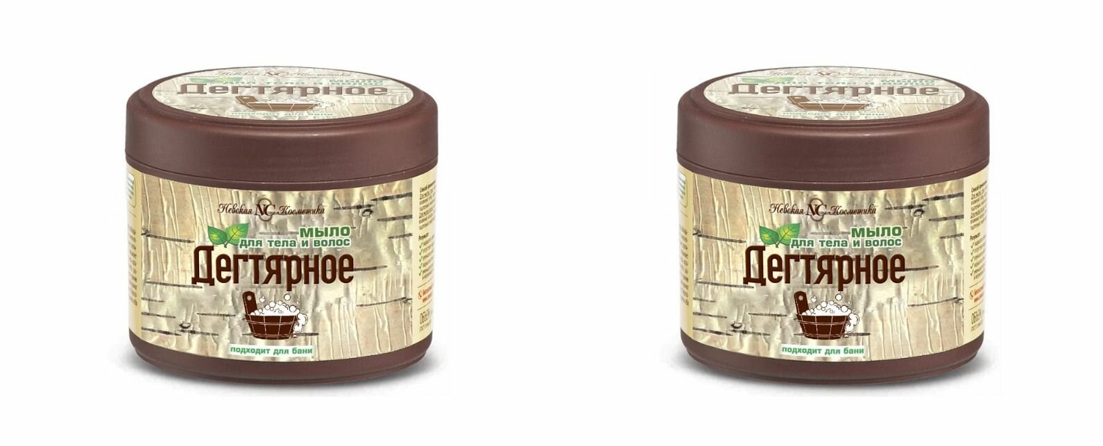 Невская косметика, Густое мыло для тела и волос Дегтярное 300 мл, 2 шт