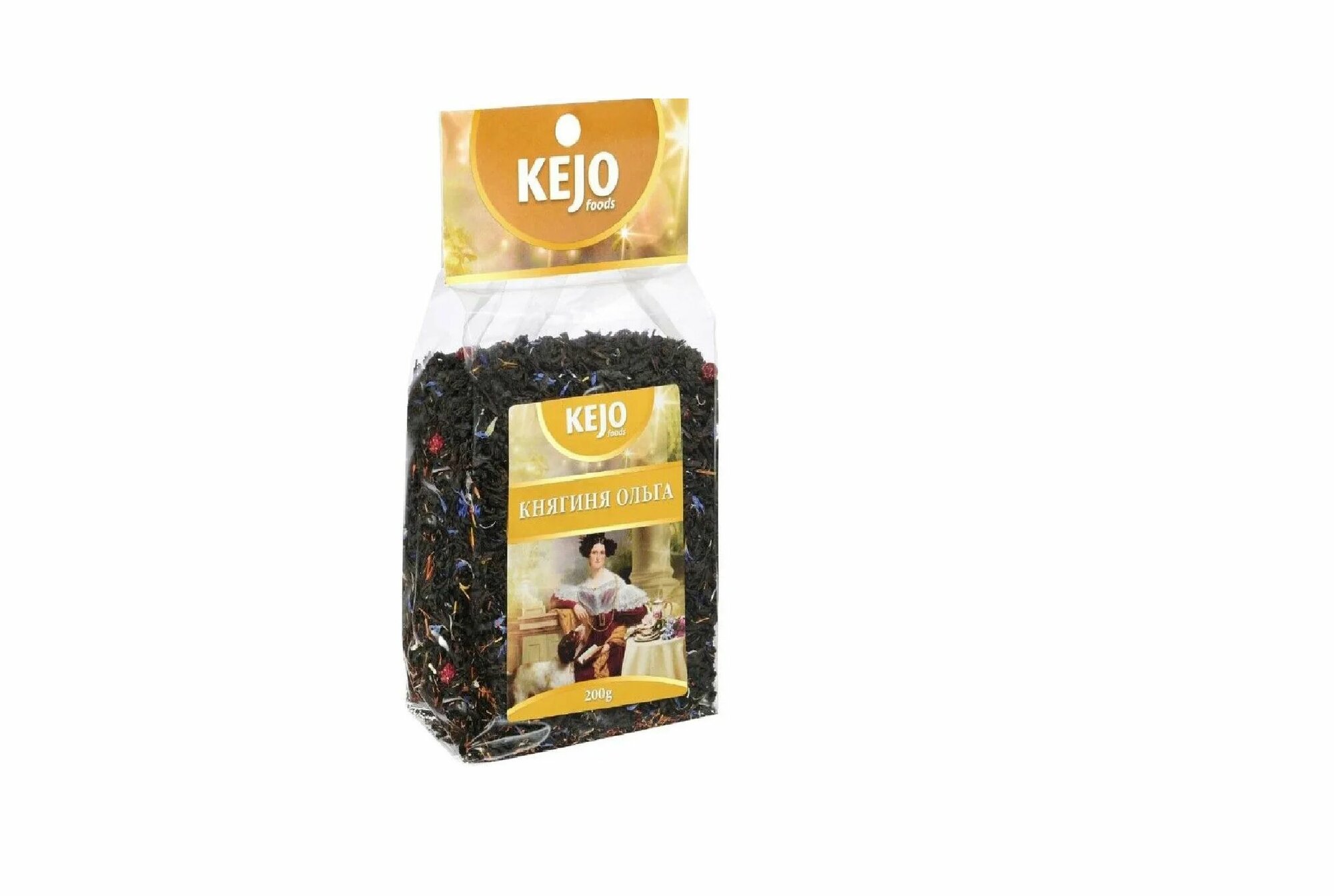 Kejo foods Чай "Княгиня Ольга", черный, с ягодами красной смородины, лепестки сафлора, василька, 200 гр