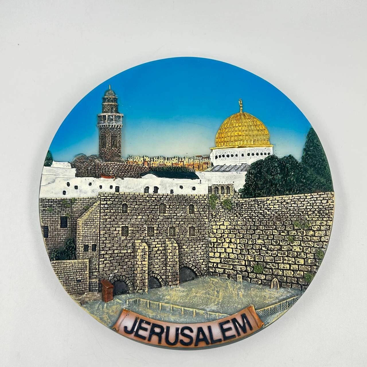 Декоративная Тарелка настенная Иерусалми, купол, скалы, стена плача, диаметр 14,5 см