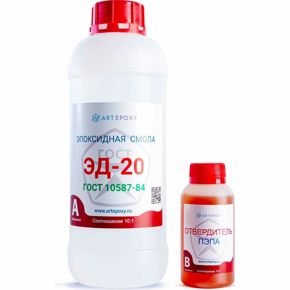 ArtEpoxy Эпоксидная смола ЭД-20 1 кг с отвердителем пэпа 100 гр ВИ-21618