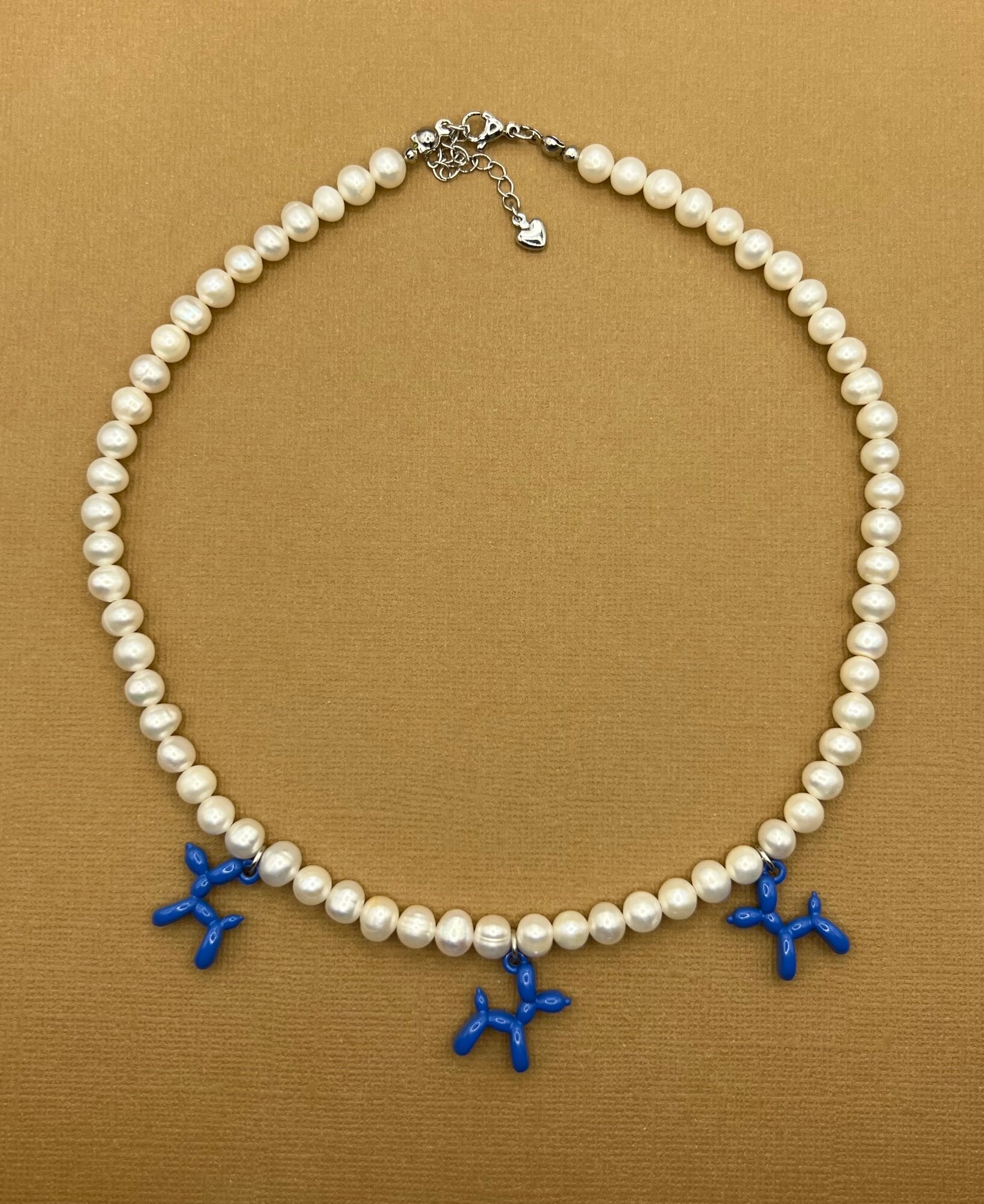 Колье, эмаль, металл, жемчуг пресноводный