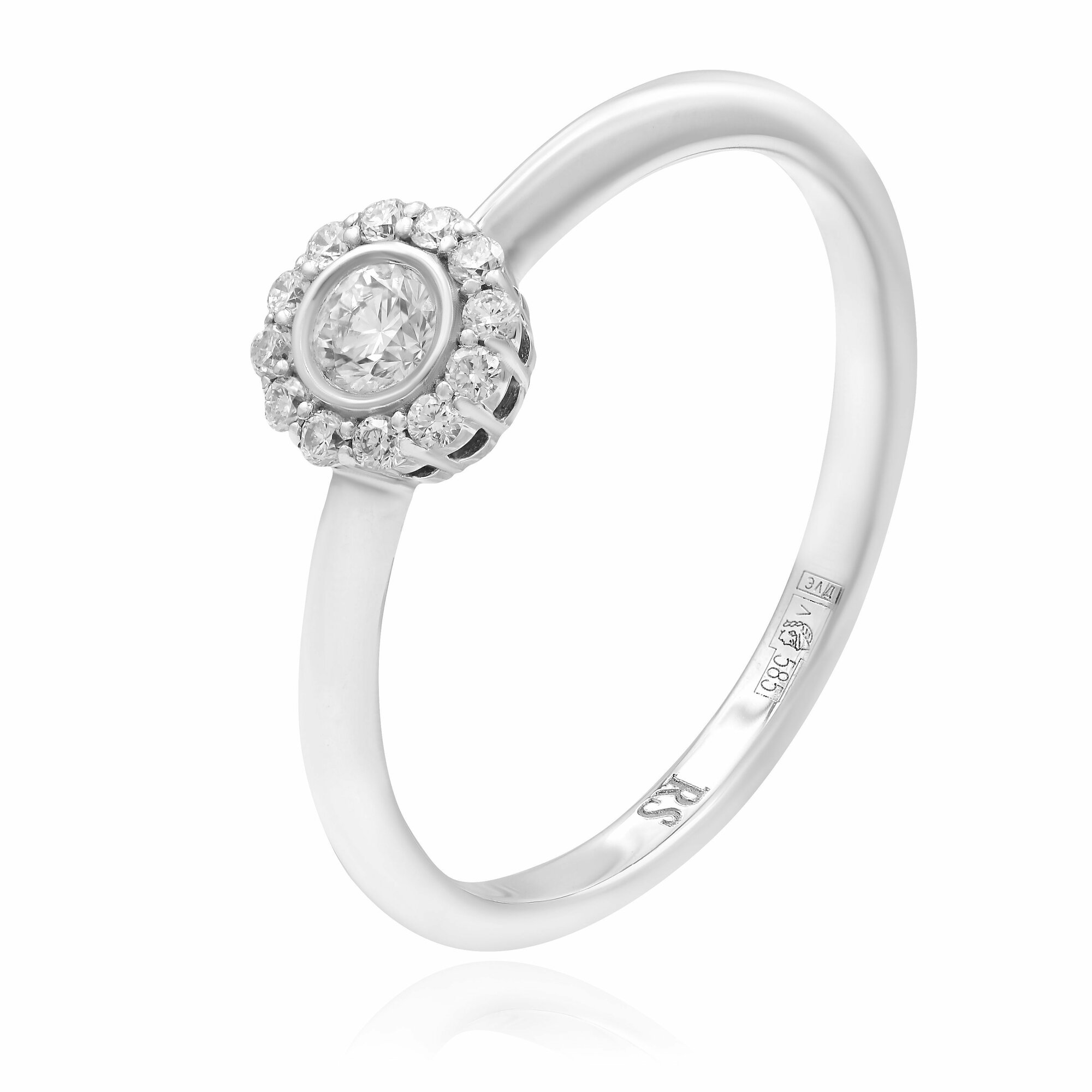 Кольцо помолвочное, белое золото, 585 проба, родирование