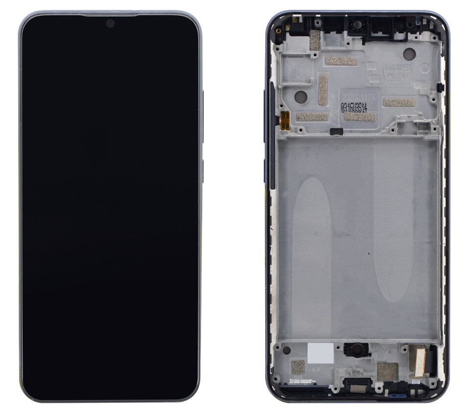 Дисплей (экран) в сборе с тачскрином для Xiaomi Mi A3 черный с рамкой (Premium LCD) / 720х1560