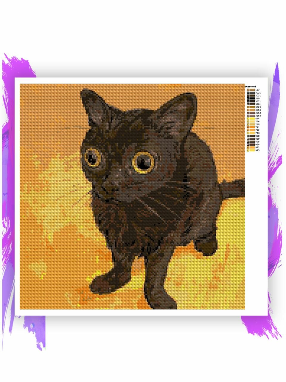 Алмазная мозаика без подрамника - вышивка Кот ОЙ