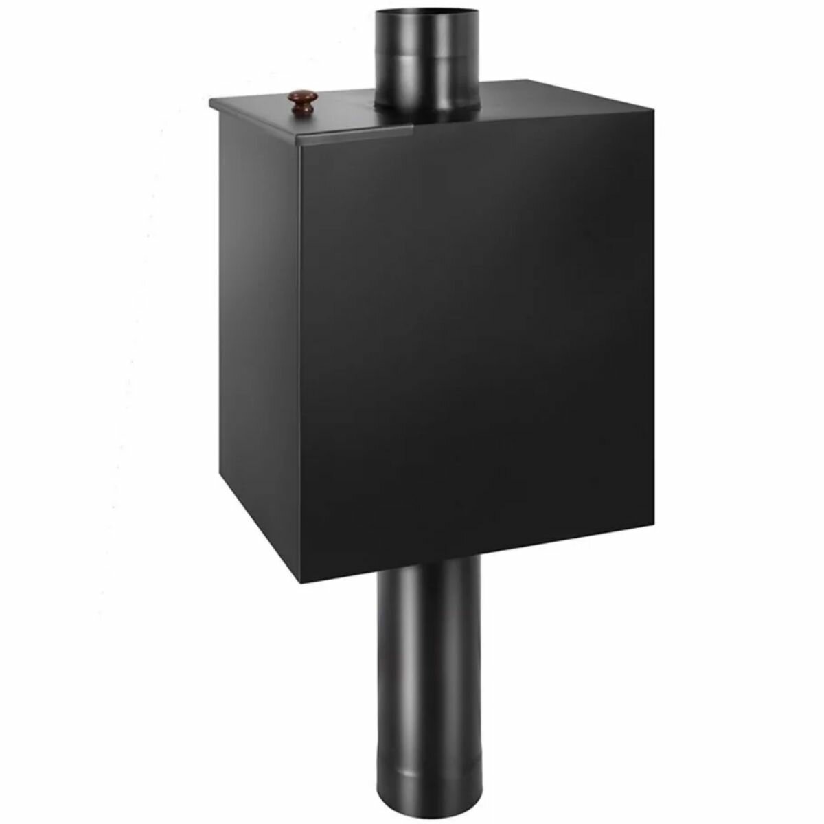 Бак для воды из нержавеющей стали для печи на трубе прямоугольный черный, 55 л.