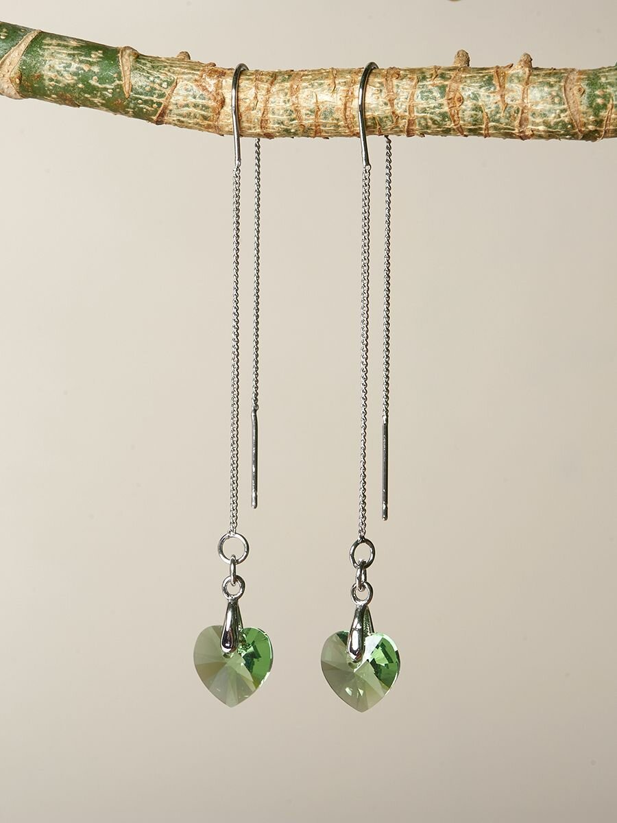 Серьги цепочки, кристалл, стекло, кристаллы Swarovski