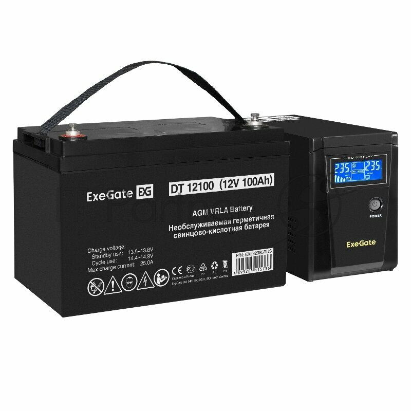 Комплект ИБП EX295986RUS + батарея 100Aч EX282985RUS 1шт (инвертор, синус, для котла)