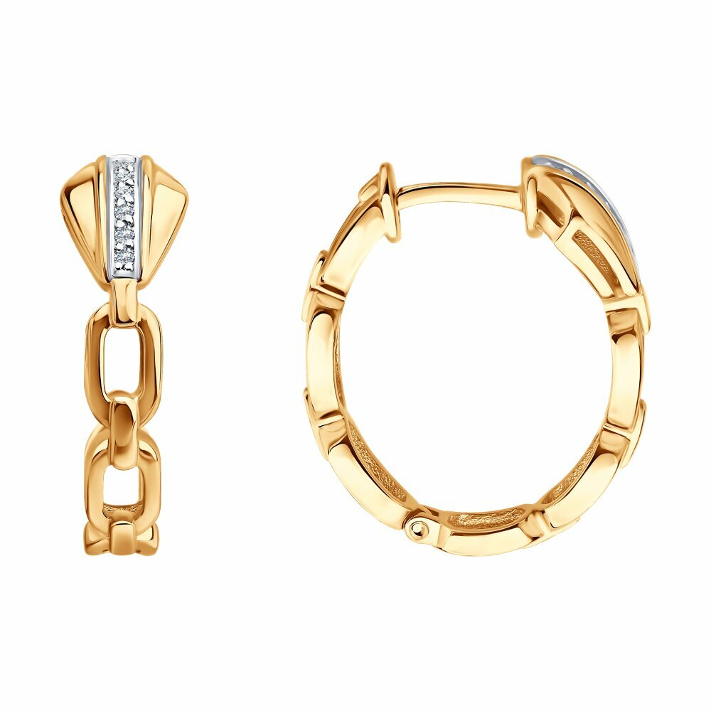 Серьги конго, красное золото, 585 проба, бриллиант