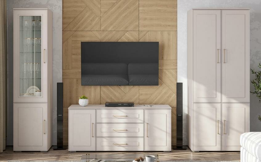 Модульная гостиная Woodville Мотру комплектация 3 кашемир / шампань