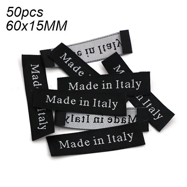 Хлопковые тканые этикетки vblingstone, черные, белые, 50 шт. Черный, Black Italy